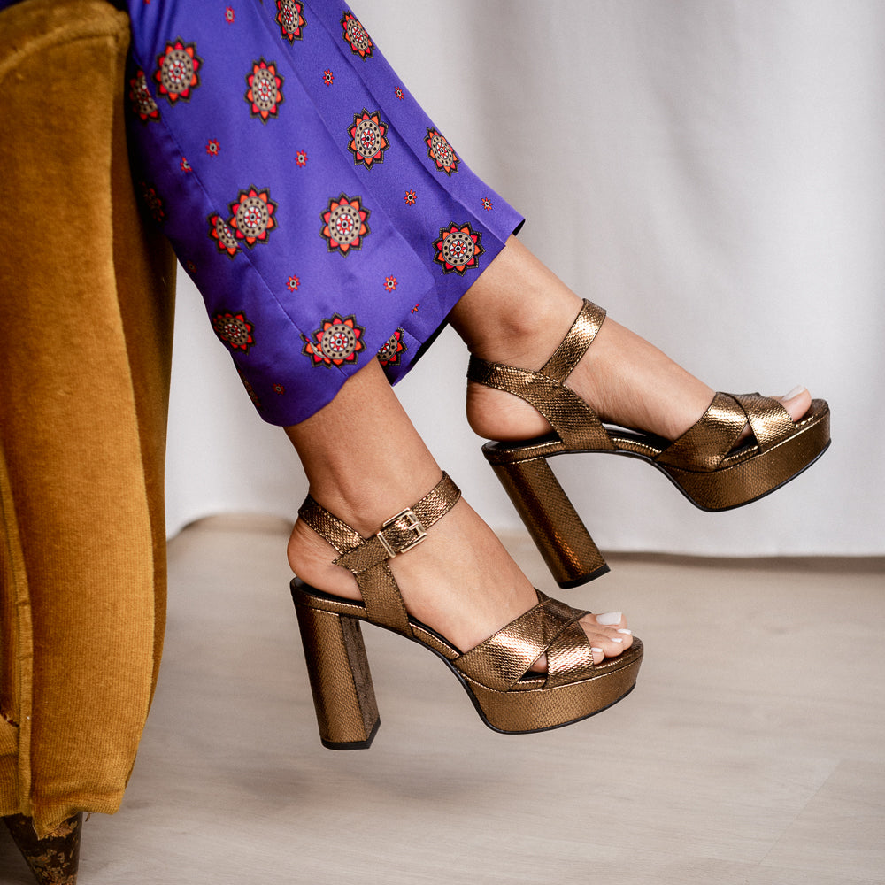 Sandalias con Tacón y Plataforma en Piel Cobre – mas34shop